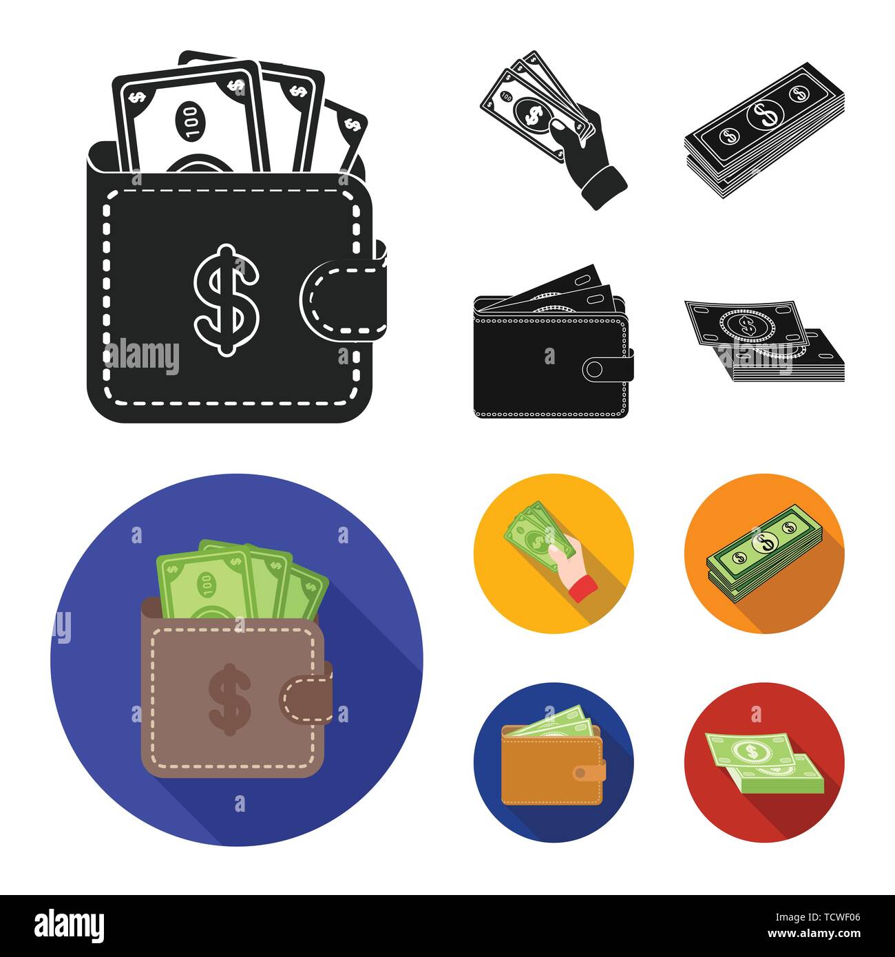 Vector illustration of cash and currency icon. Collection of cash and ...