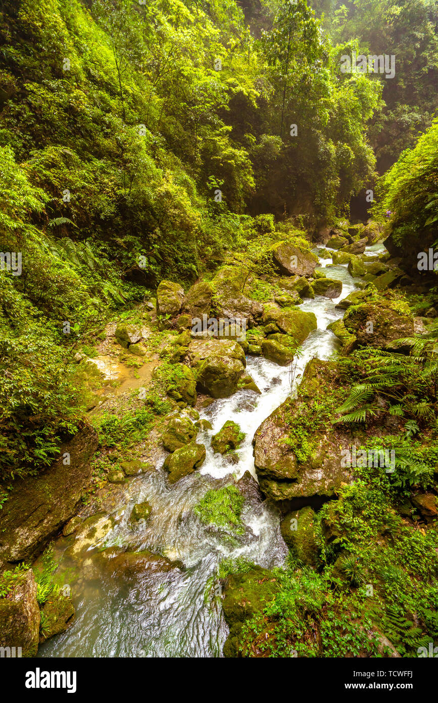 A stream at the seam of the Wulong Long Water Gorge Stock Photo - Alamy