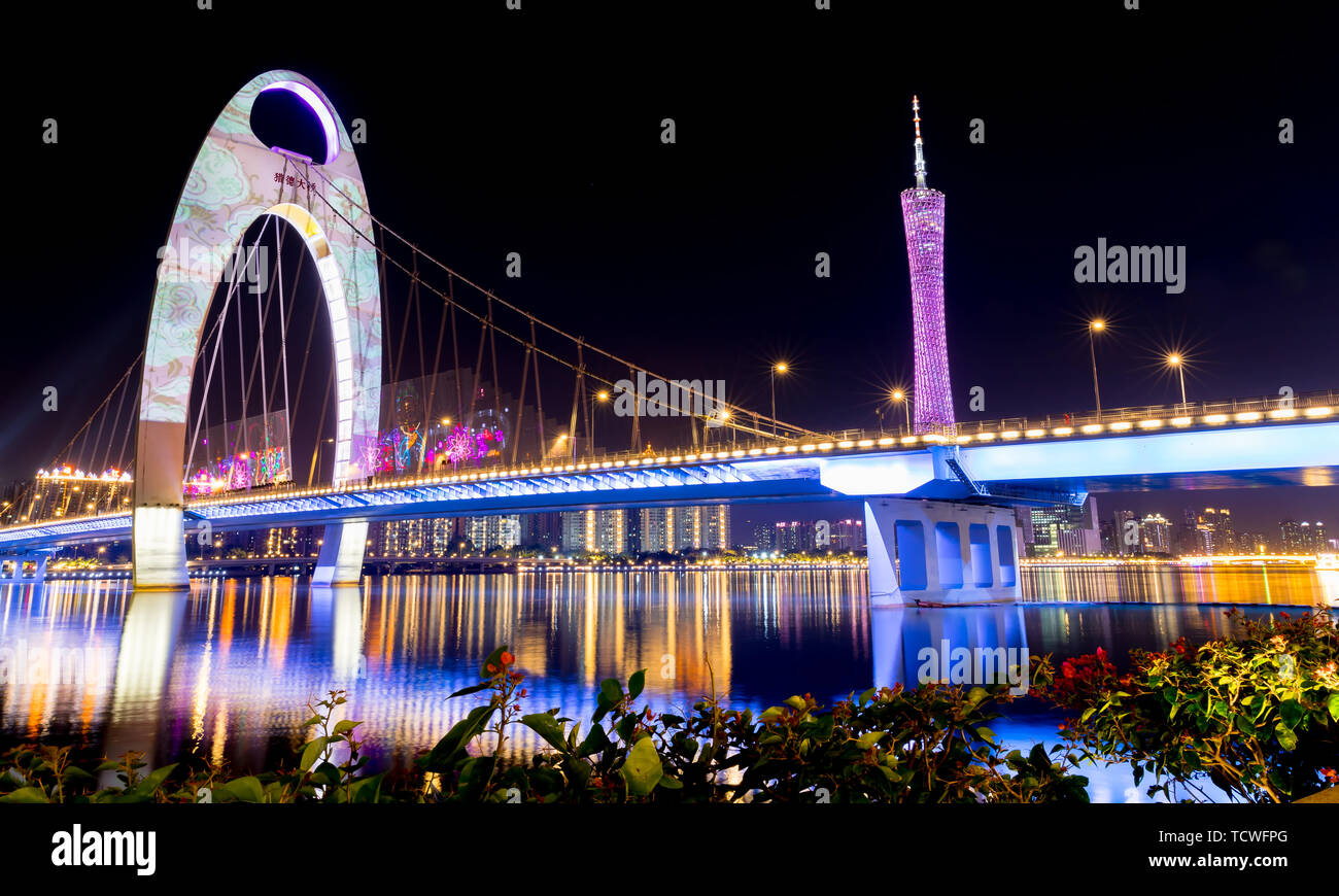 Night View of the Pearl River in Guangzhou under the Night Stock Photo ...