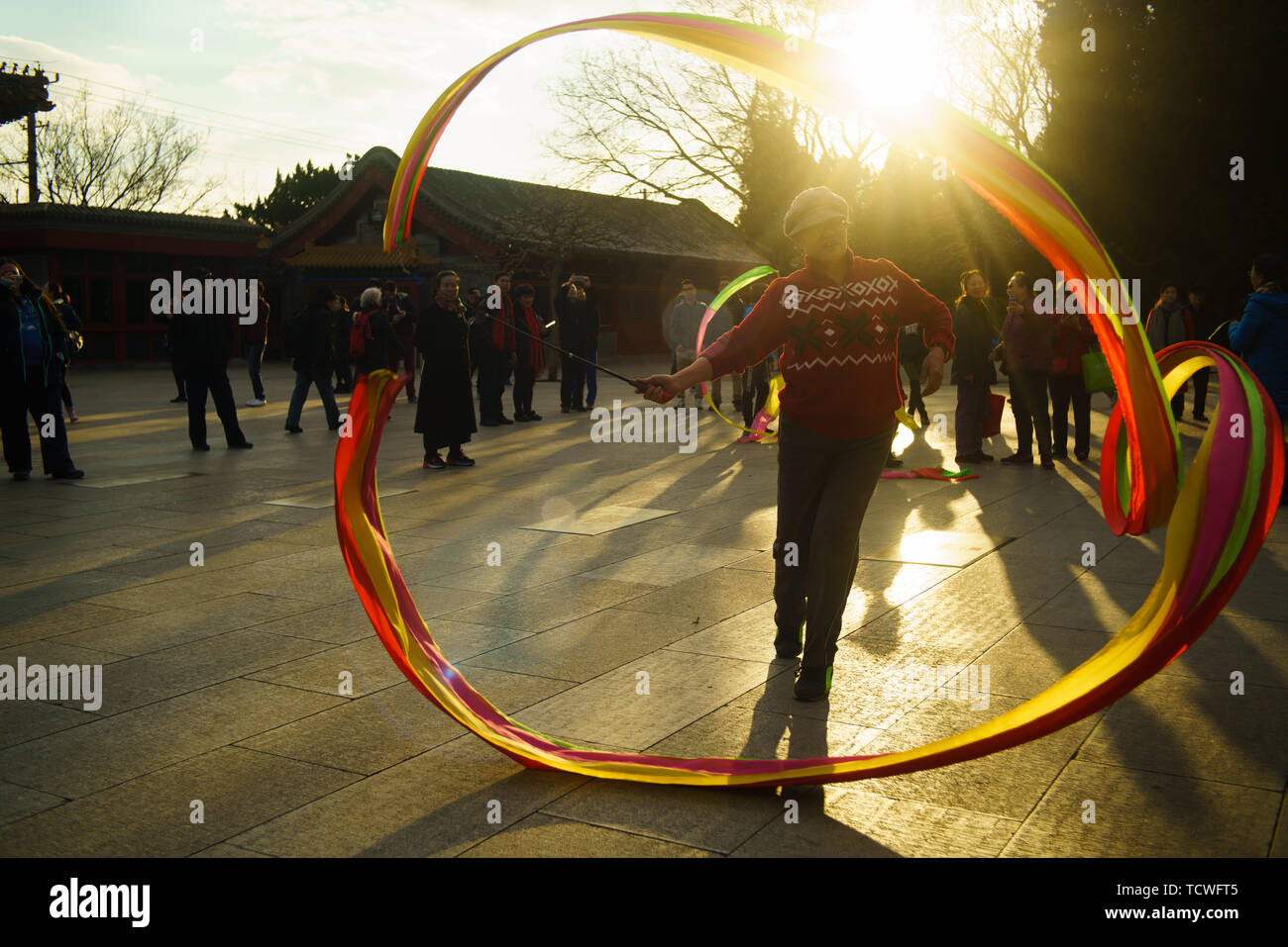 The silk dance in the square Stock Photo - Alamy