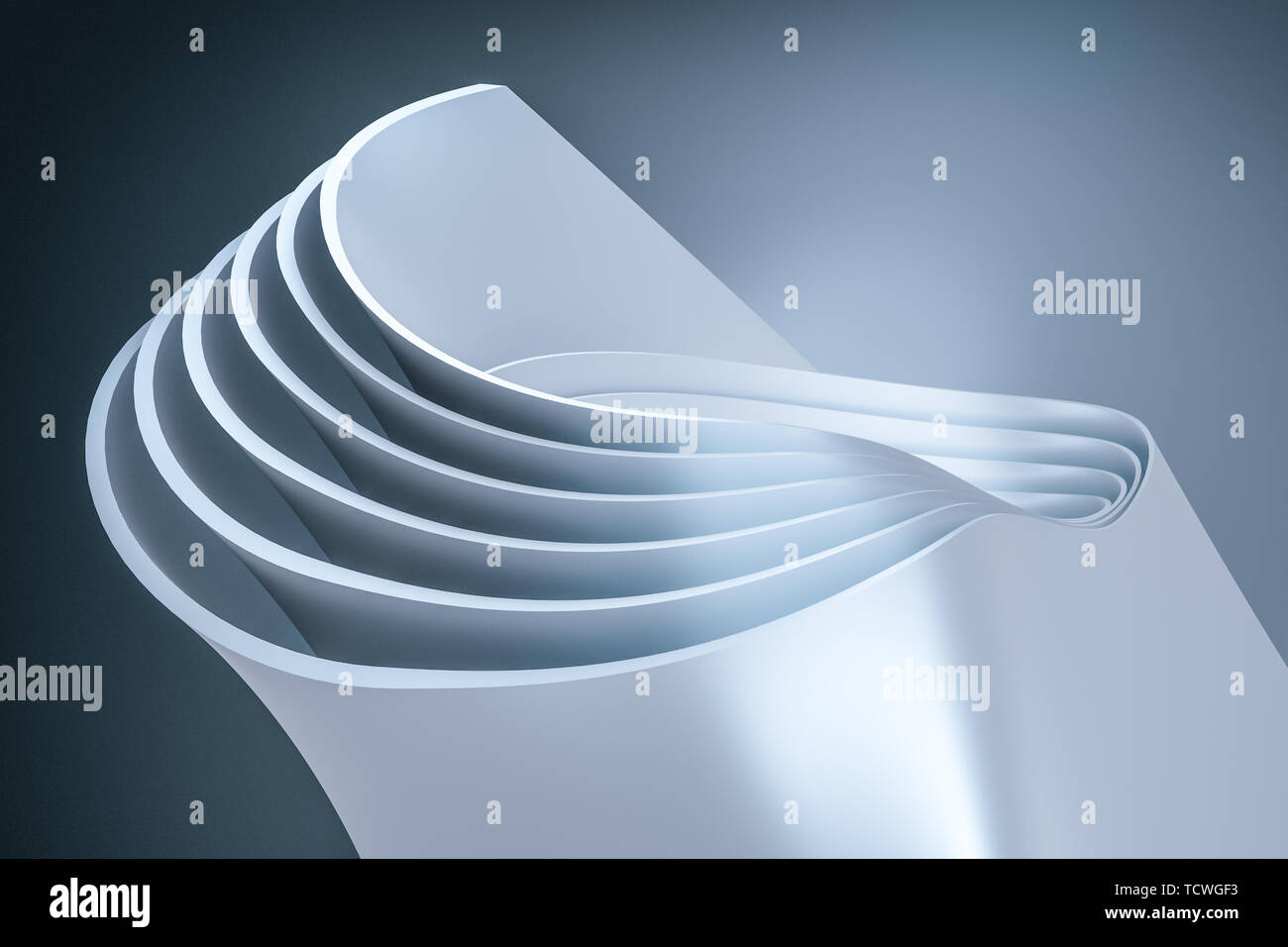 Three-dimensional rendering, curved surface with texture background ...