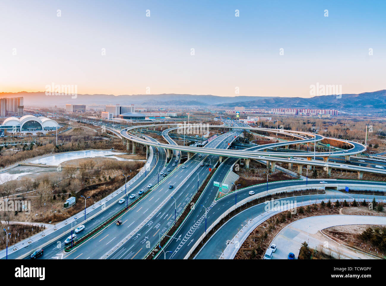 Scenery of Hohhot city overpass, Inner Mongolia, China Stock Photo - Alamy