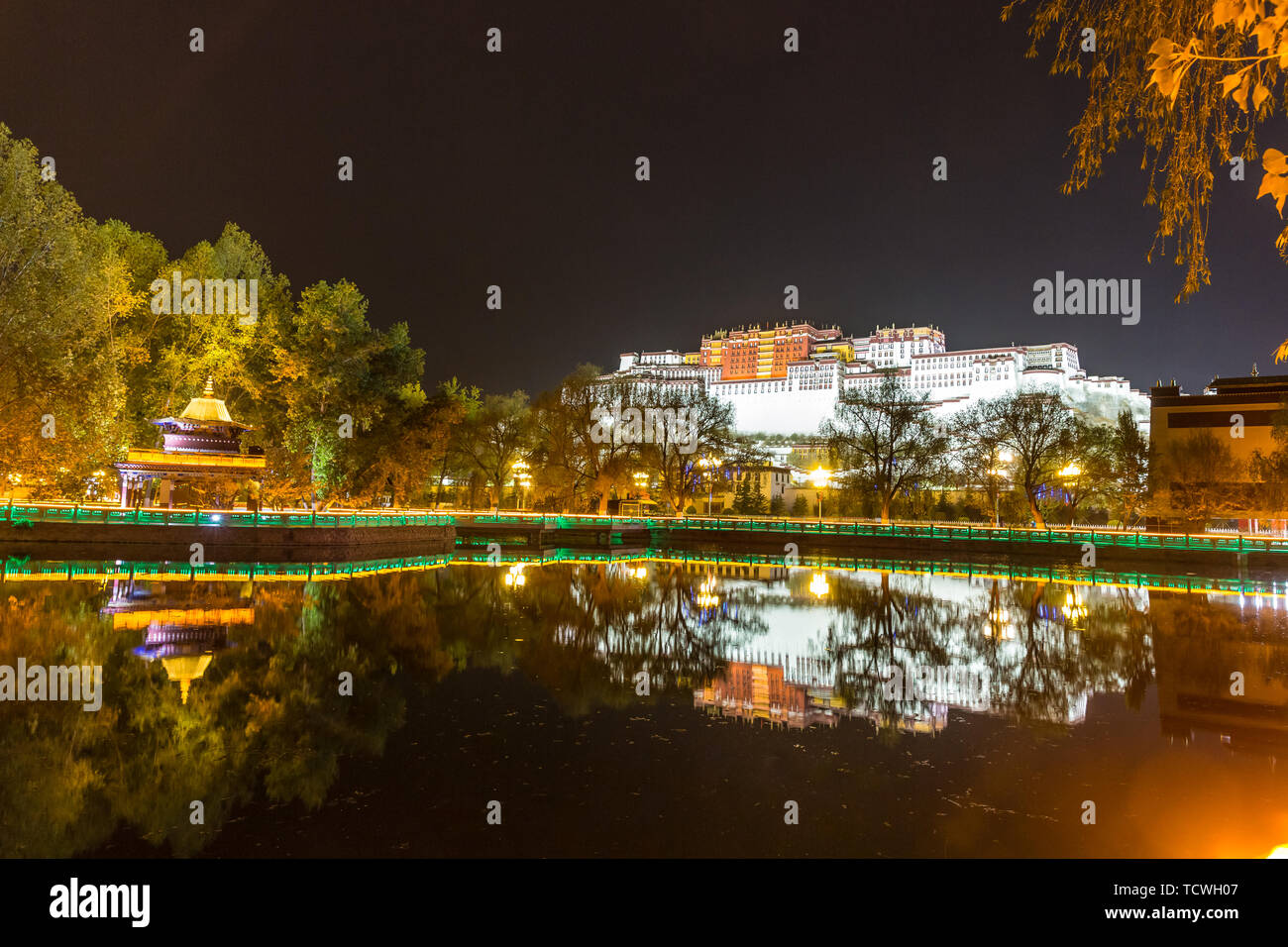 Night view of the Potala Palace in Lhasa, Tibet Stock Photo - Alamy