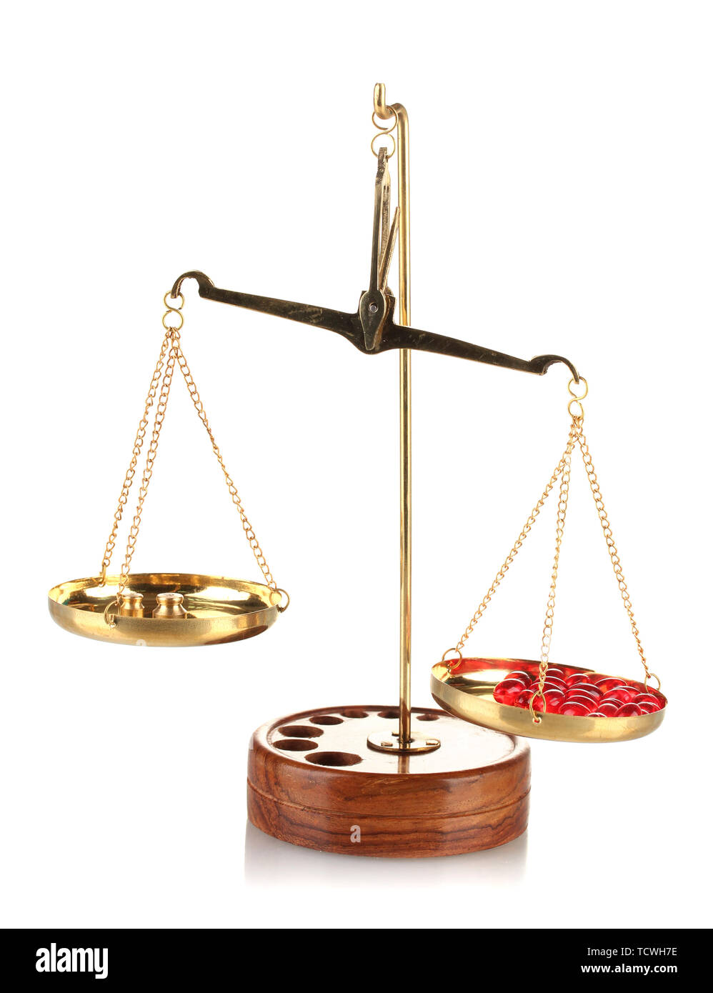 Classic scales with color pills isolated on white Stock Photo - Alamy