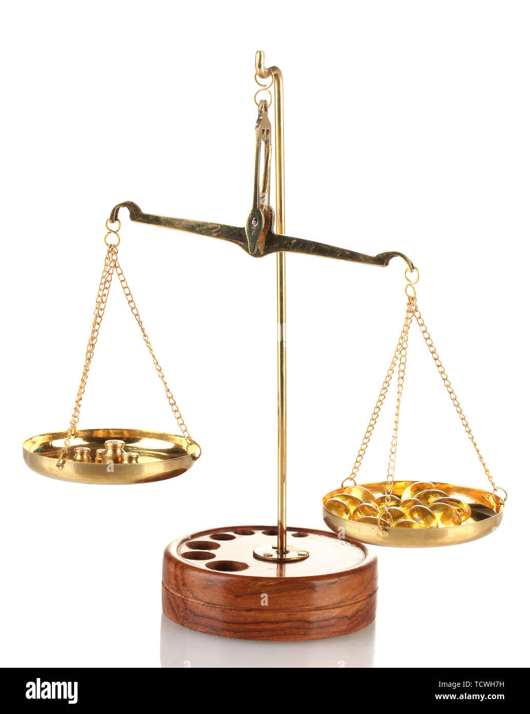 Classic scales with color pills isolated on white Stock Photo - Alamy