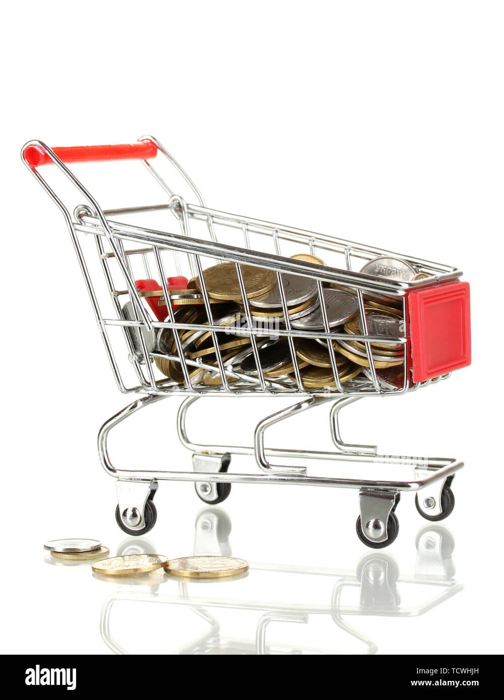 Money in cart isolated on white Stock Photo - Alamy