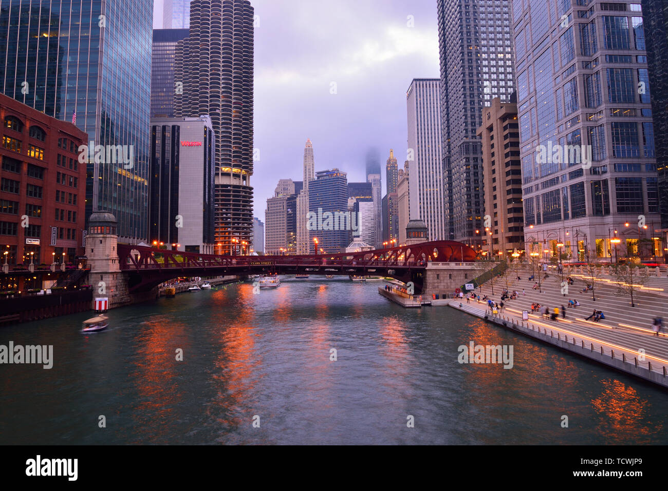 Chicago night view Stock Photo - Alamy