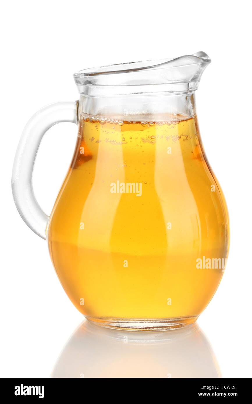 Full jug of apple juice, isolated on white Stock Photo - Alamy