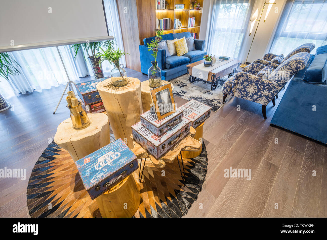 Design of interior design space of model room in modern living room ...