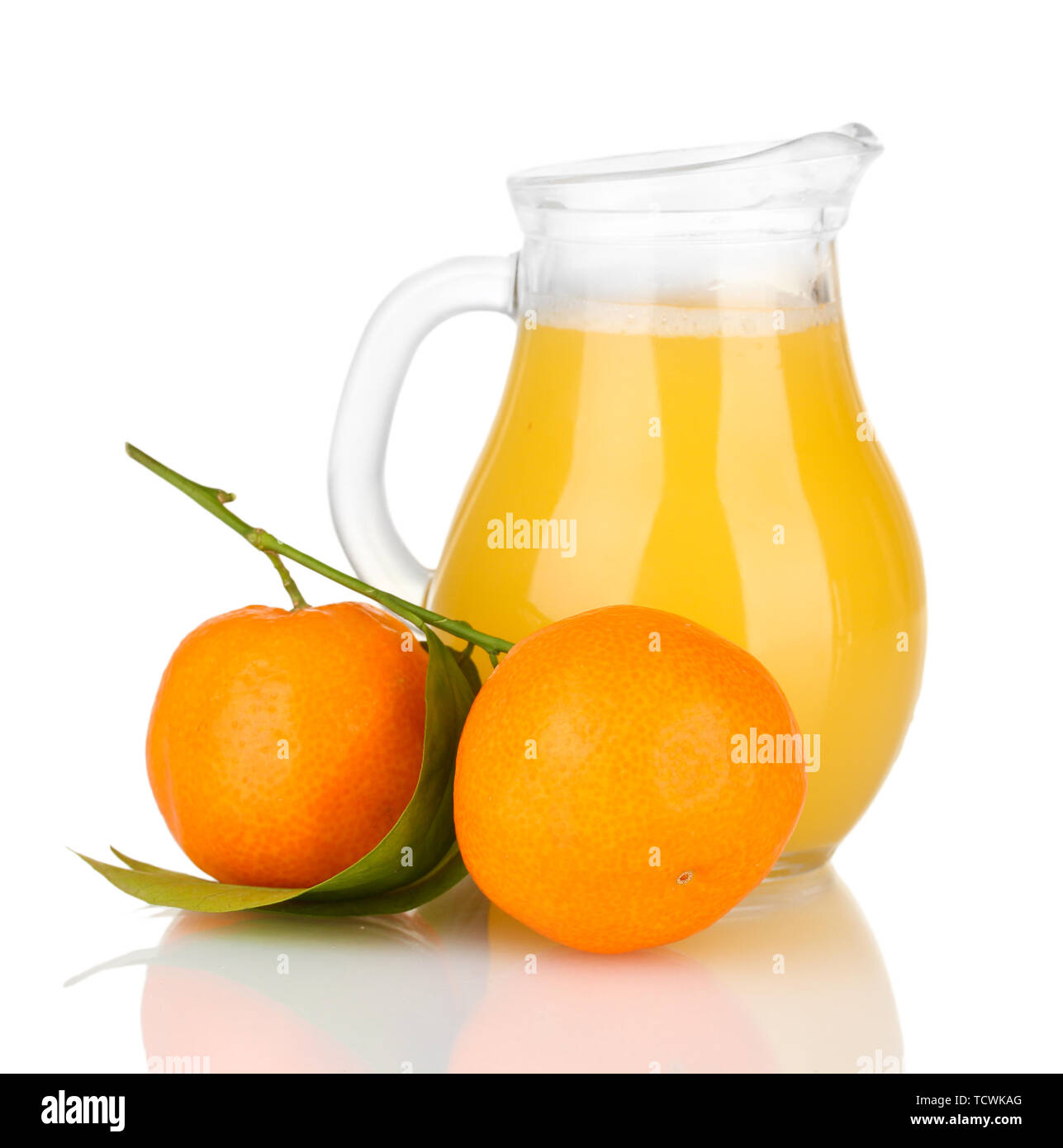 Full jug of orange juice, isolated on white Stock Photo - Alamy