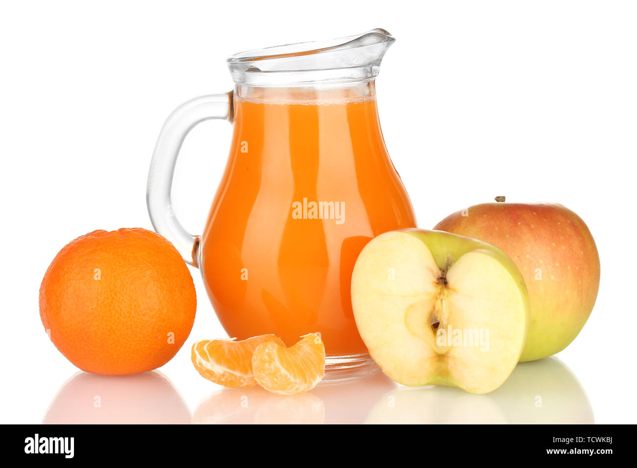 Full jug of multivitamin juice isolated on white Stock Photo - Alamy