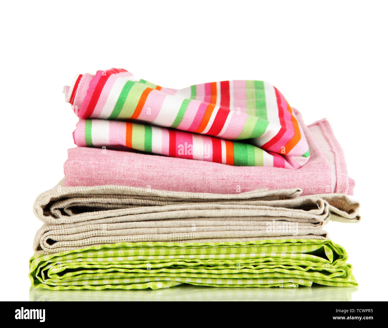 Pile of different fabrics isolated on white Stock Photo - Alamy