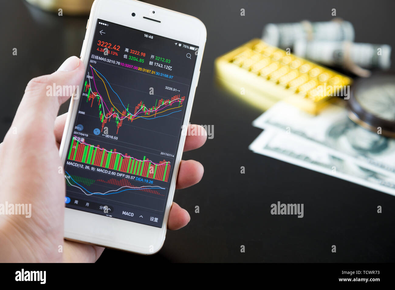Mobile phone scene, investment financial stock market Stock Photo - Alamy