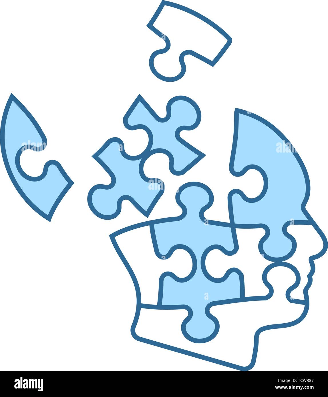 Solution Icon. Thin Line With Blue Fill Design. Vector Illustration ...