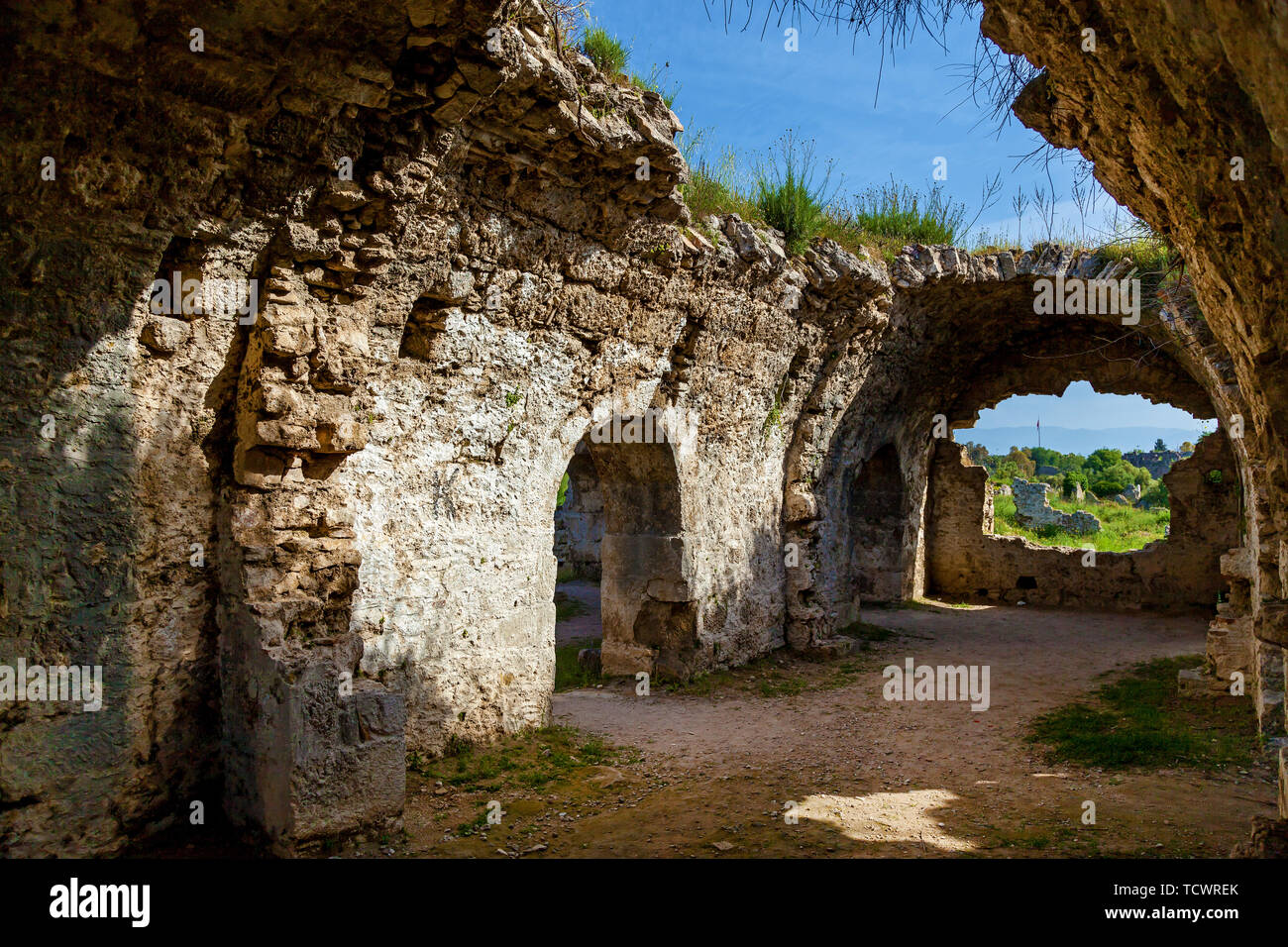 Ancient Side ruins in Turkey Kemer Antalya. Old ruins of the city of ...