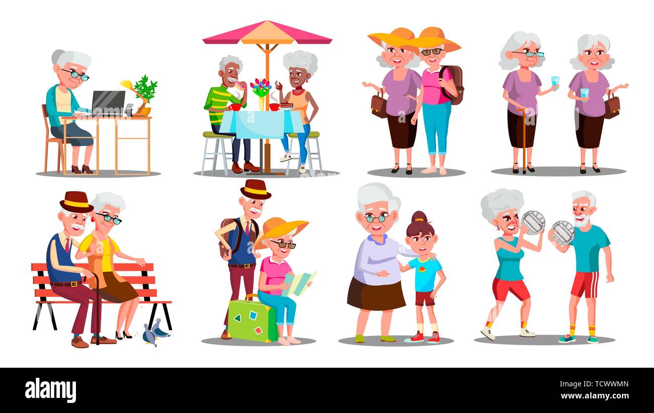 Set grandparents character Cut Out Stock Images & Pictures - Alamy