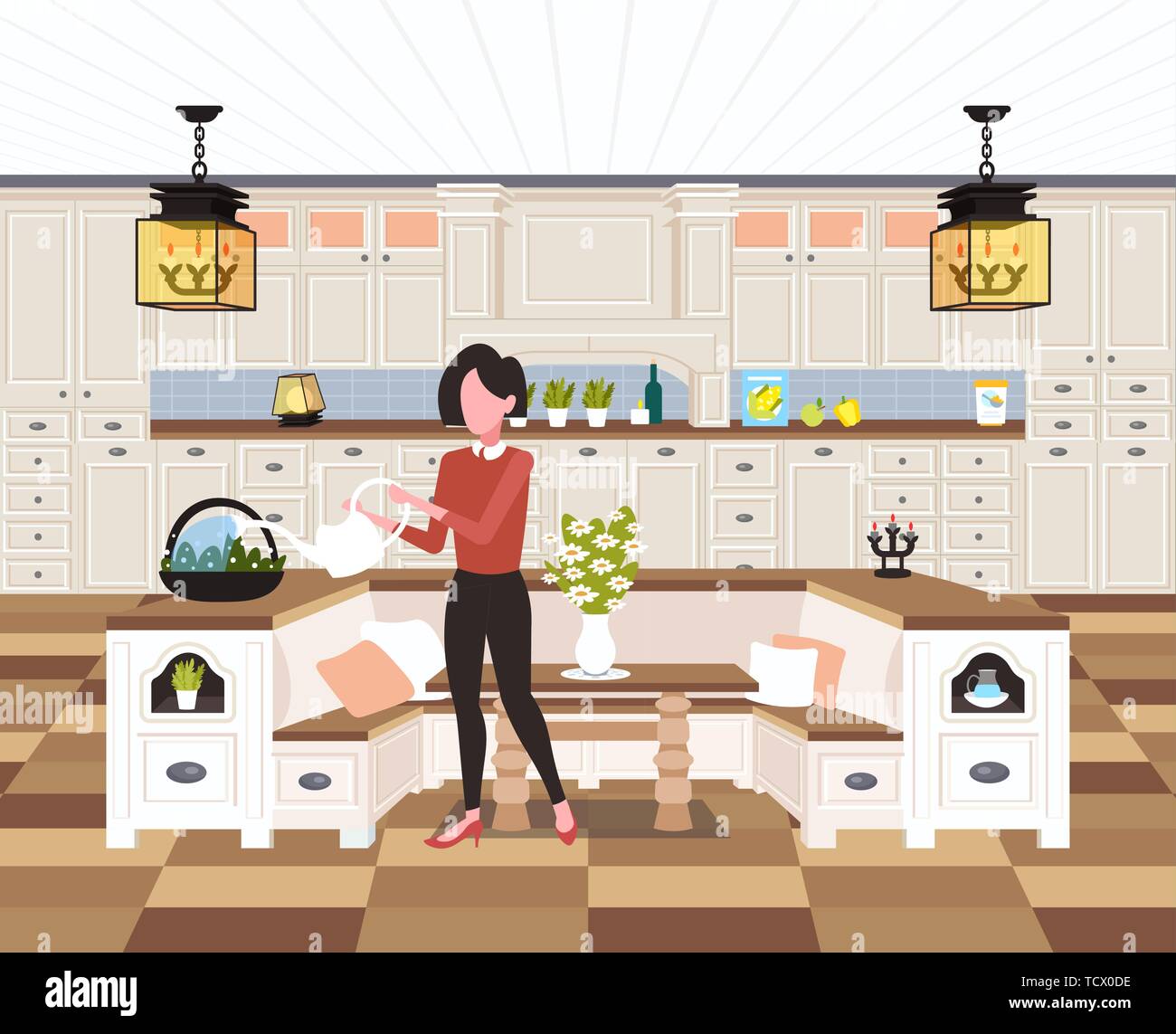 Female standing water in Stock Vector Images - Alamy