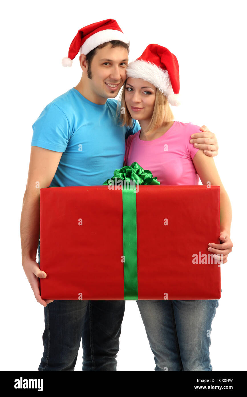 Loving husband giving gift happy Cut Out Stock Images & Pictures - Alamy