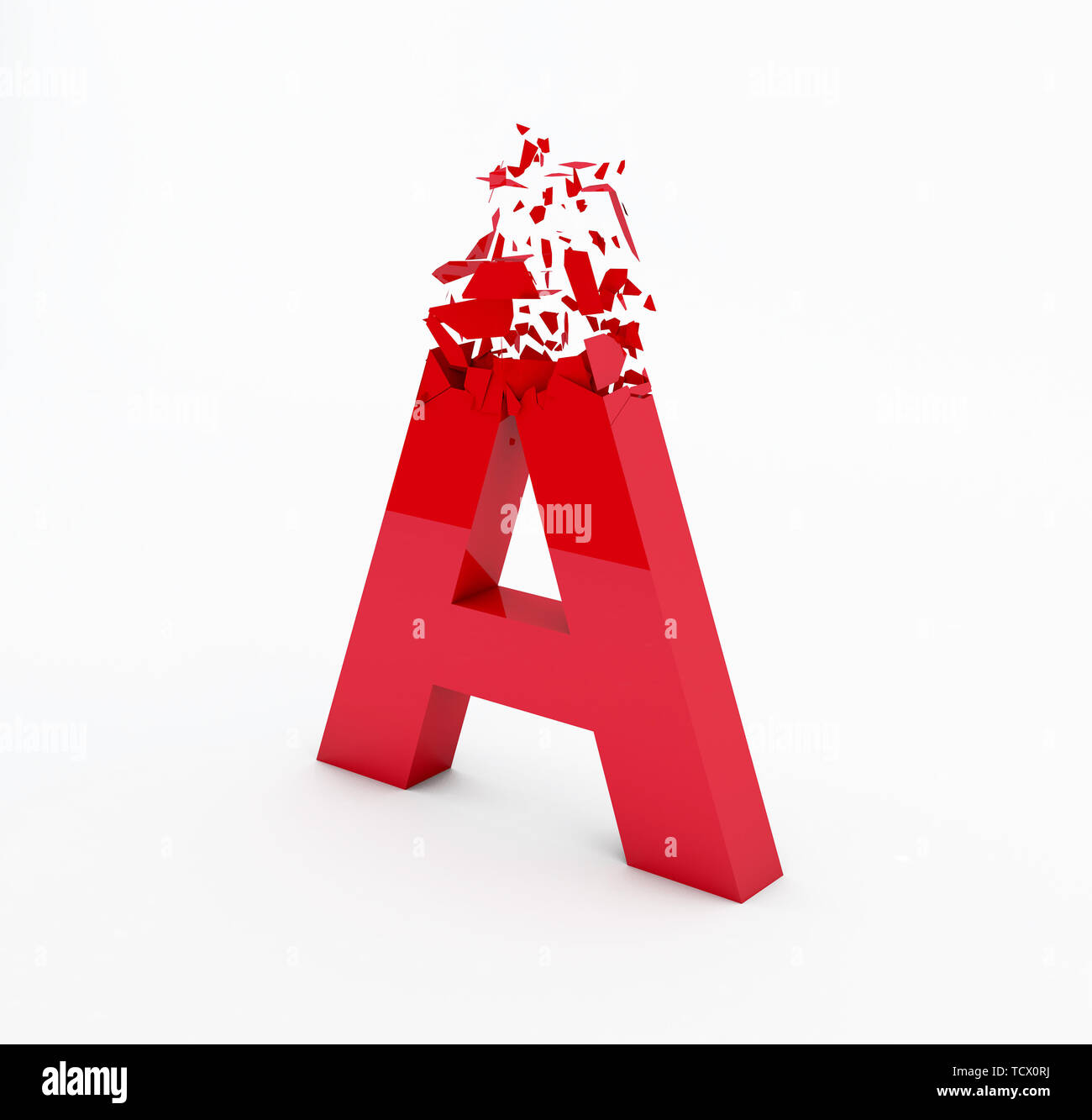 Red 3D broken letter A on white background Stock Photo - Alamy