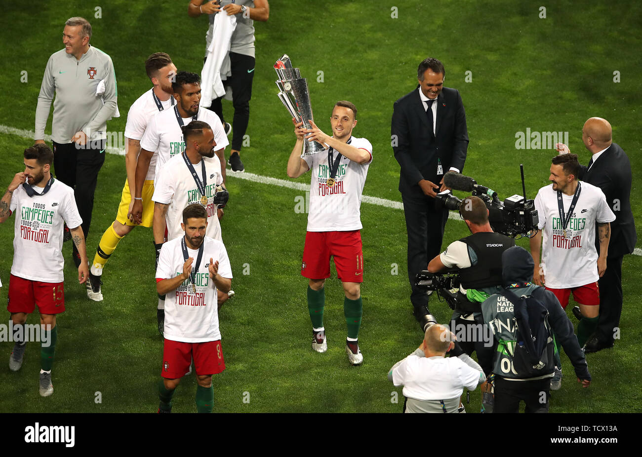 Portugal's Diogo Jota (centre) celebrates with the Nations League ...