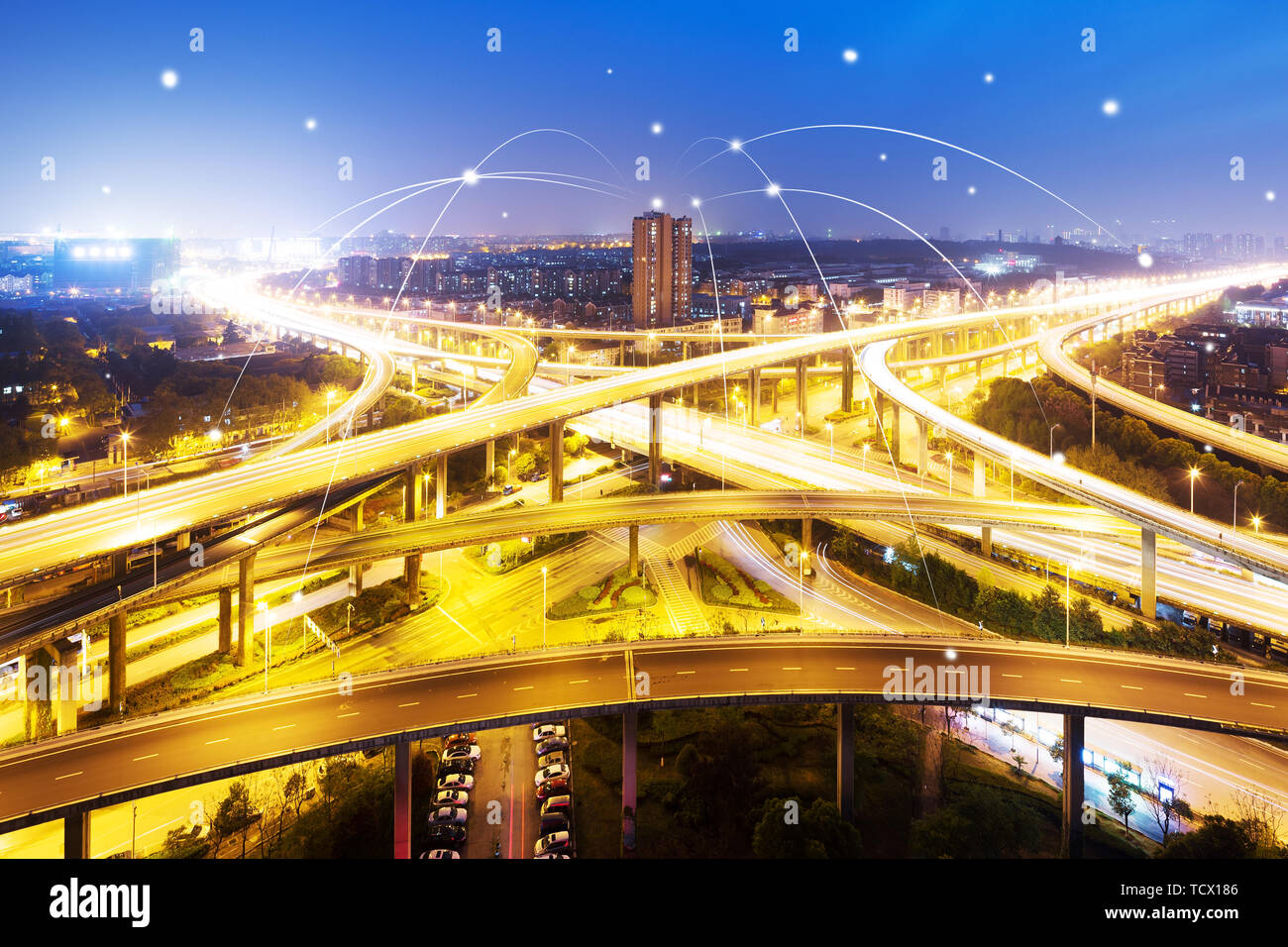 Network road night junction hi-res stock photography and images - Alamy