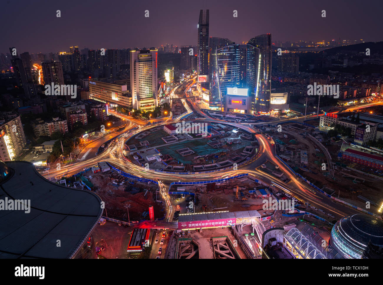 Night view of the big disc of light valley Stock Photo - Alamy
