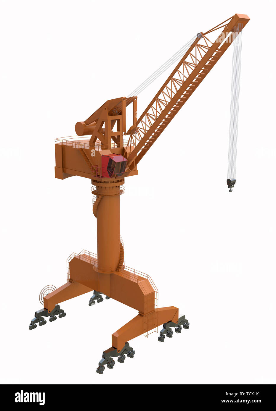 Port crane.Isolated on the white background.3d illustration Stock Photo ...