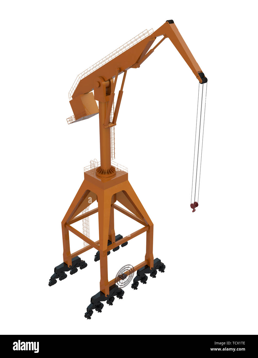 Port crane.Isolated on the white background.3d illustration Stock Photo ...