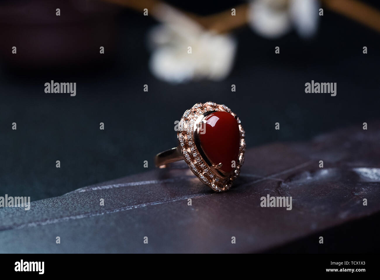 Red coral ring Stock Photo - Alamy