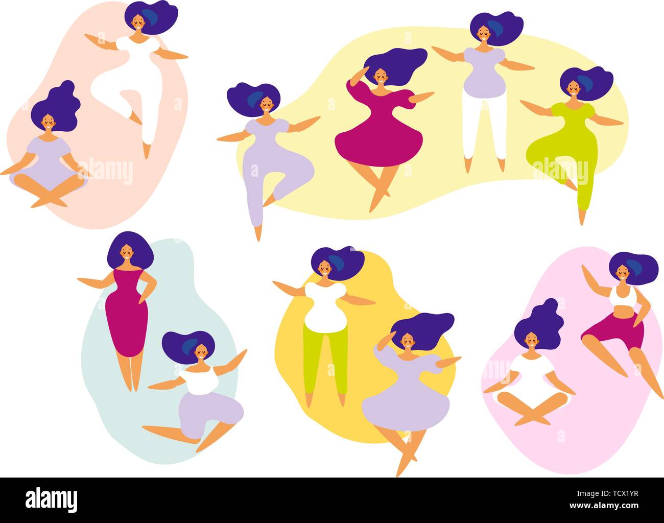 Pattern of dancing girls. Women performing dance at school, studio ...