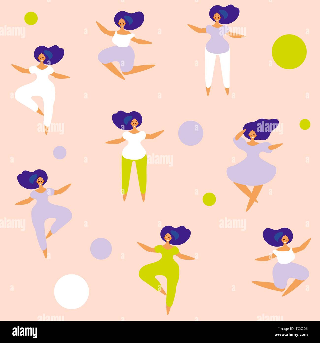 Pattern of dancing girls. Women performing dance at school, studio ...