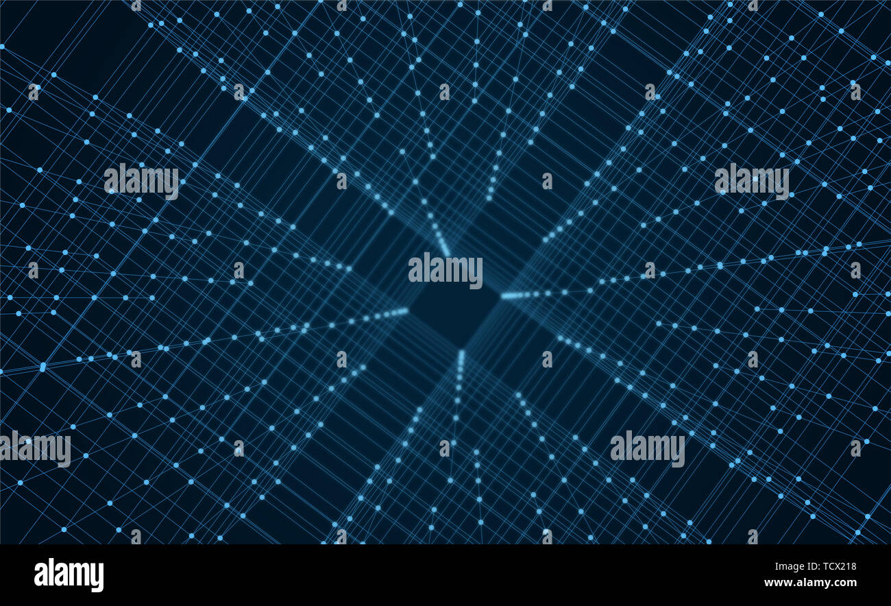 Interconnected dot wire material with a sense of technology. Big data ...