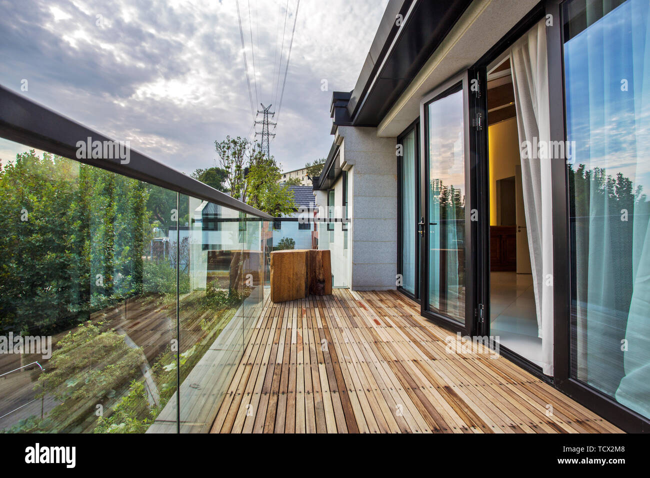 veranda of modern building Stock Photo - Alamy
