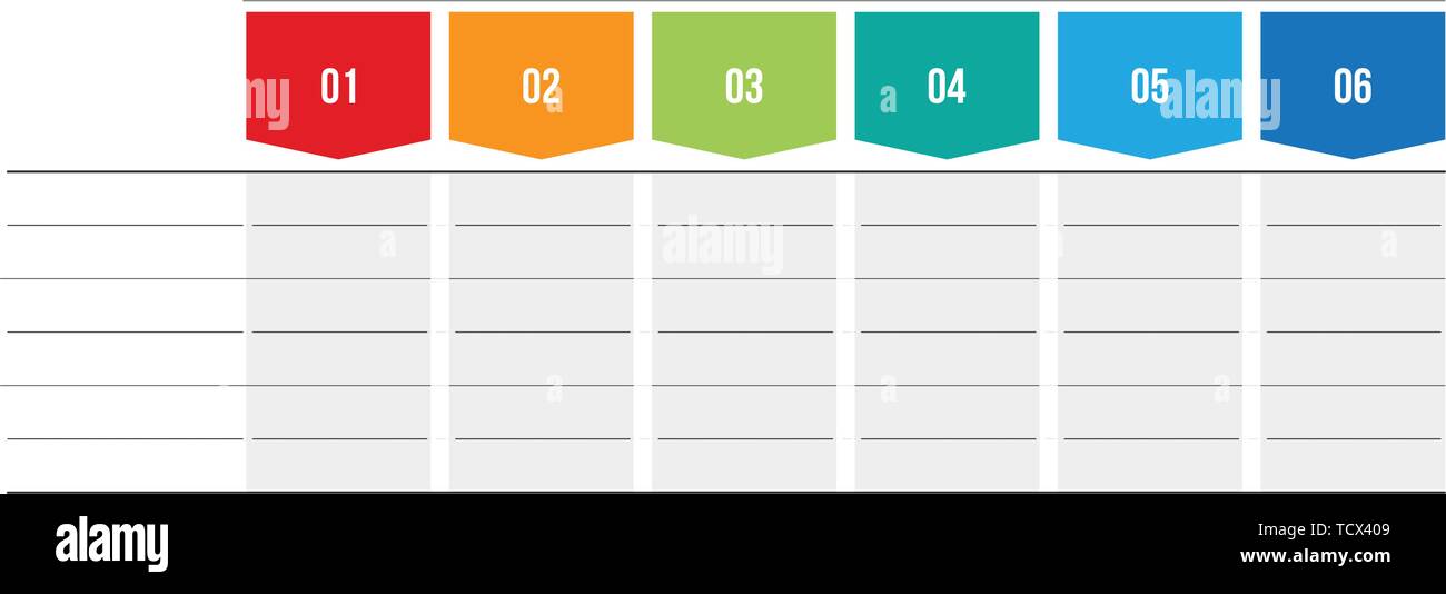 Six step creative chart. Table, process graph, slide template. Creative ...