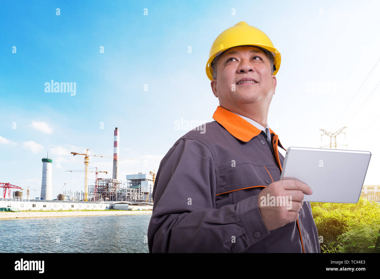 Old asian man with power plant Stock Photo - Alamy