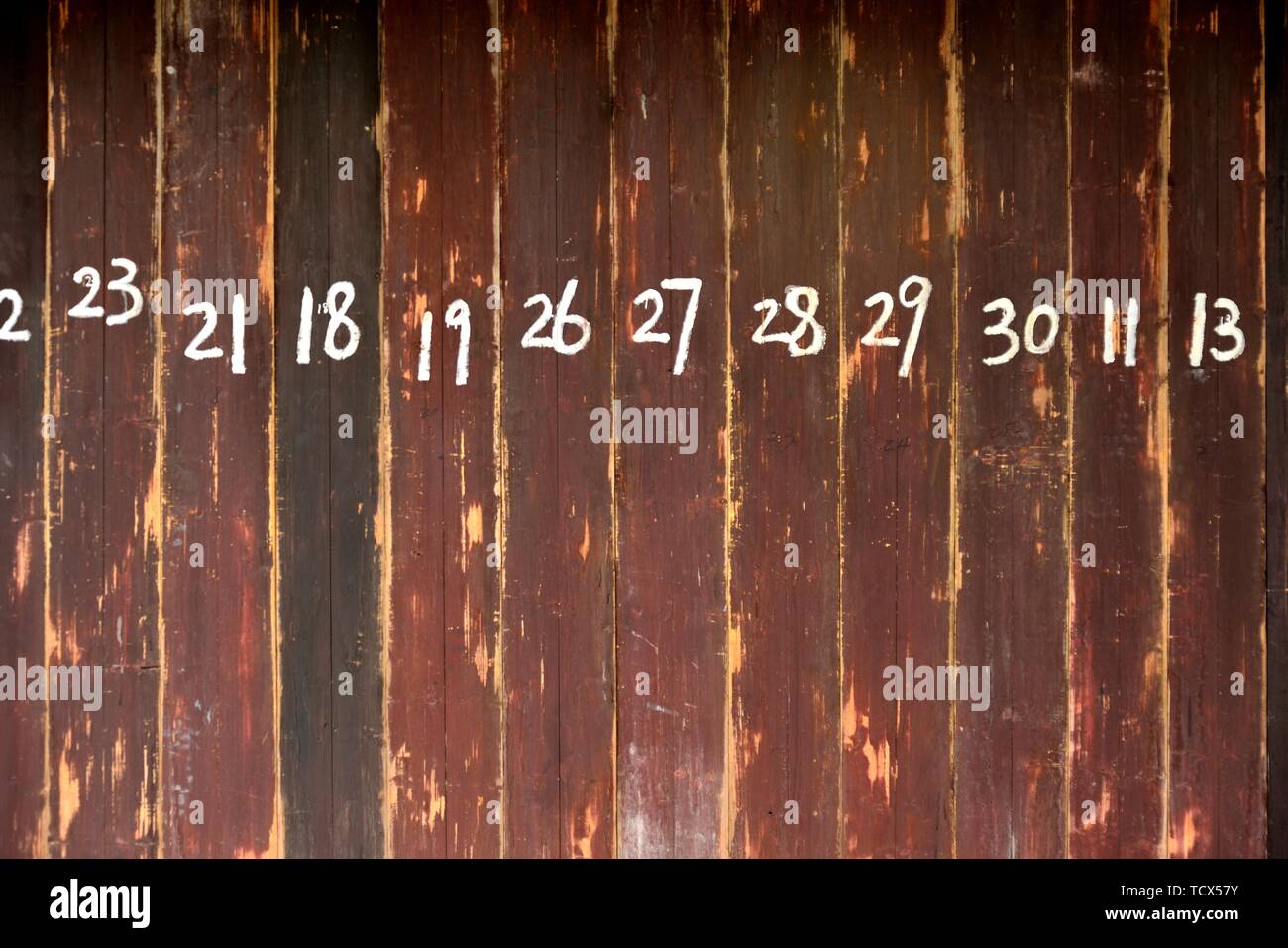 Numbered wooden door panel Stock Photo - Alamy