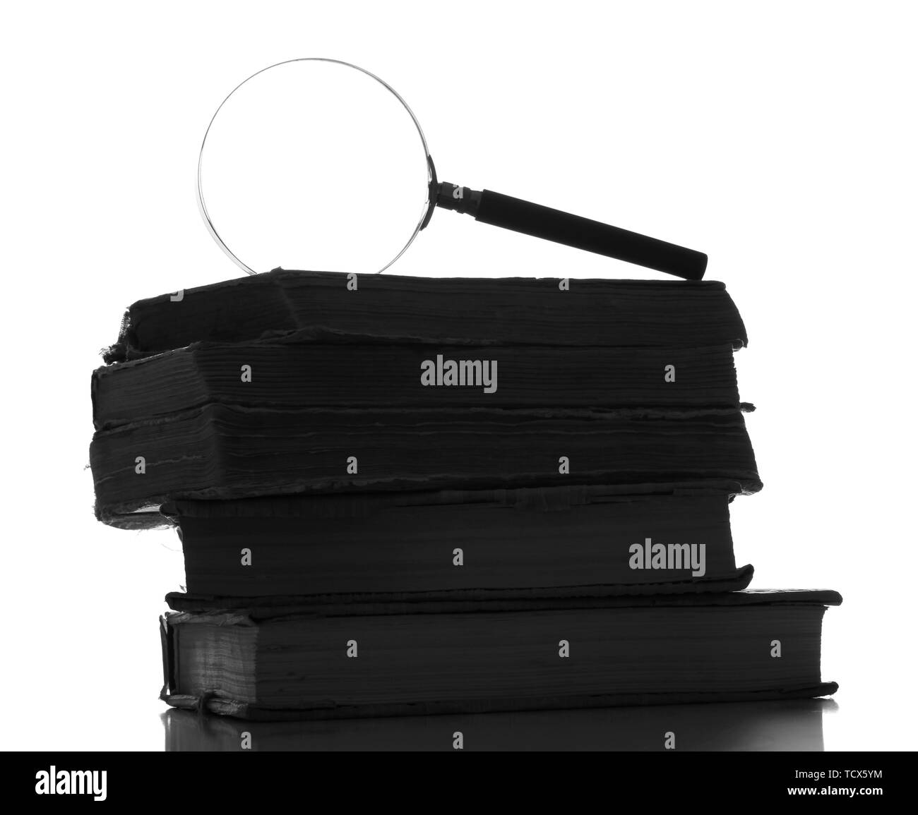 Magnifying glass book isolated Black and White Stock Photos & Images ...