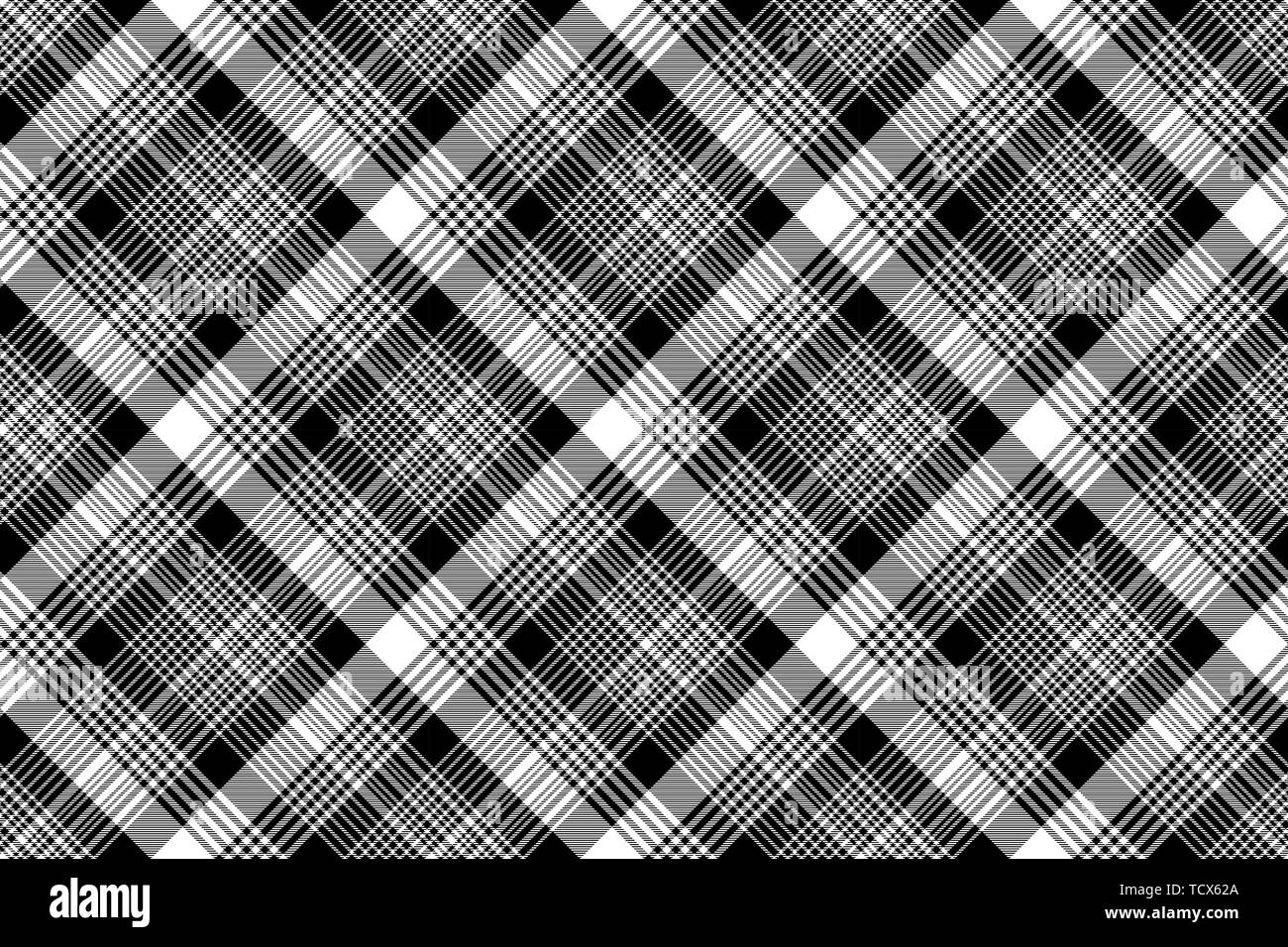 Black white plaid checked seamless pattern. Vector illustration Stock ...