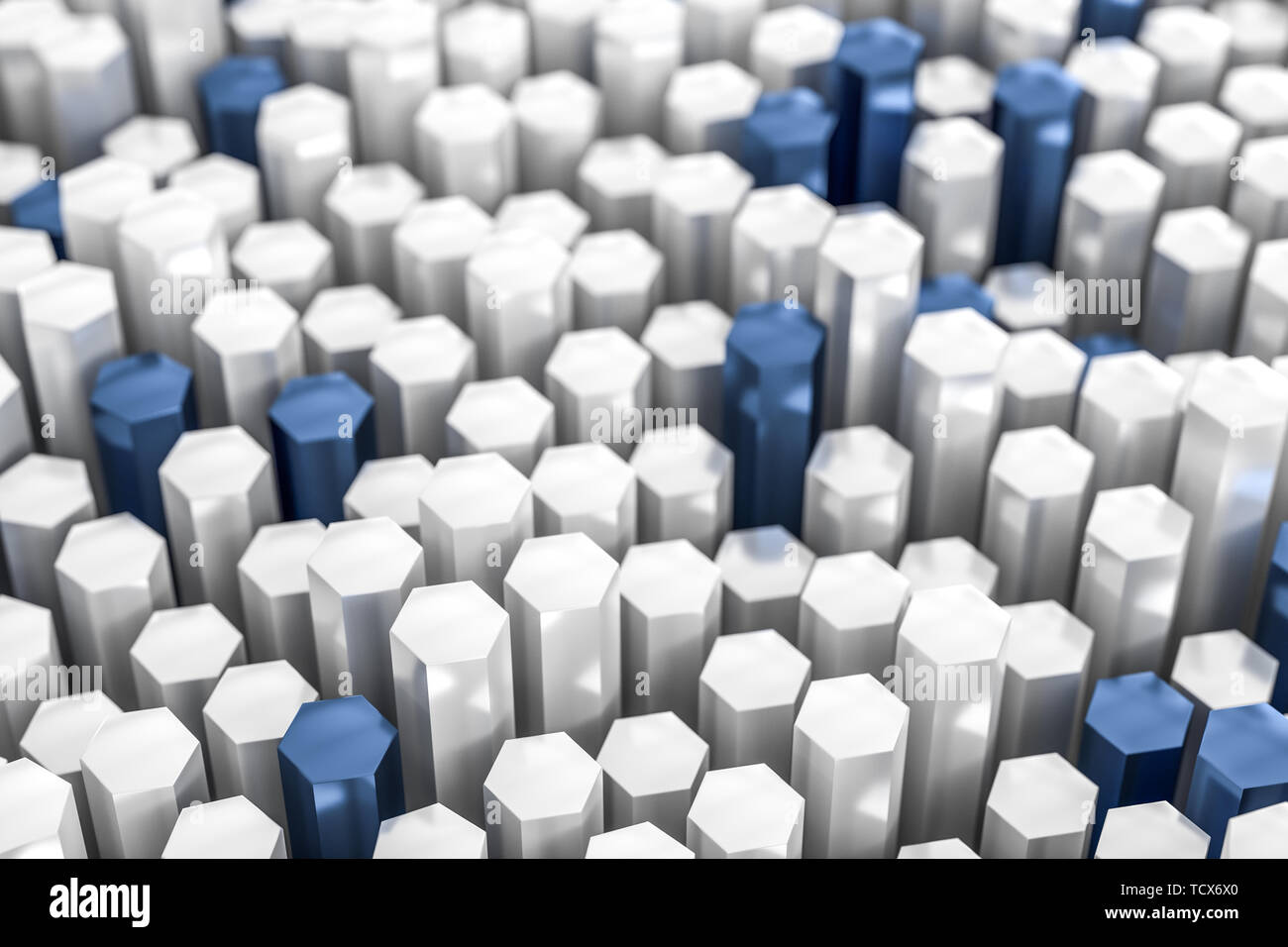 Hexagonal column dispersion, three-dimensional rendering Stock Photo ...