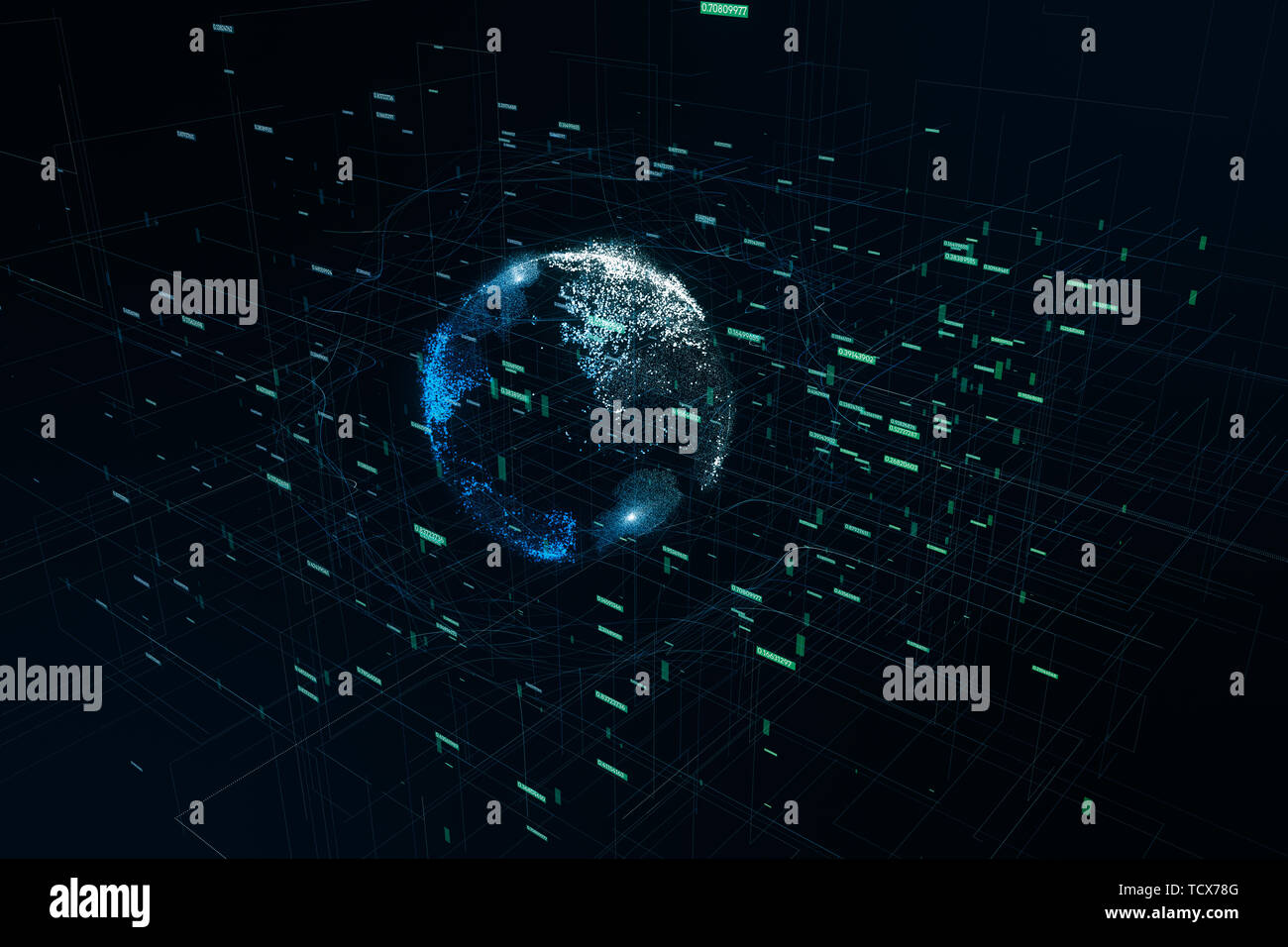 Three-dimensional rendering, global big data concept Stock Photo - Alamy
