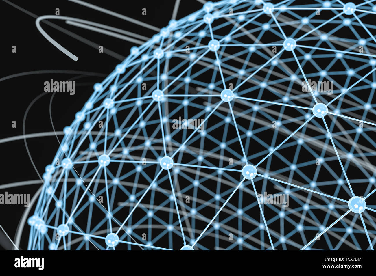 Three-dimensional rendering, sphere lines and nodes Stock Photo - Alamy