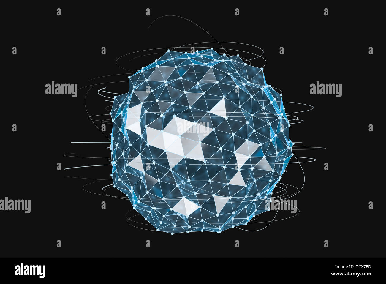 Three-dimensional rendering, sphere lines and nodes Stock Photo - Alamy