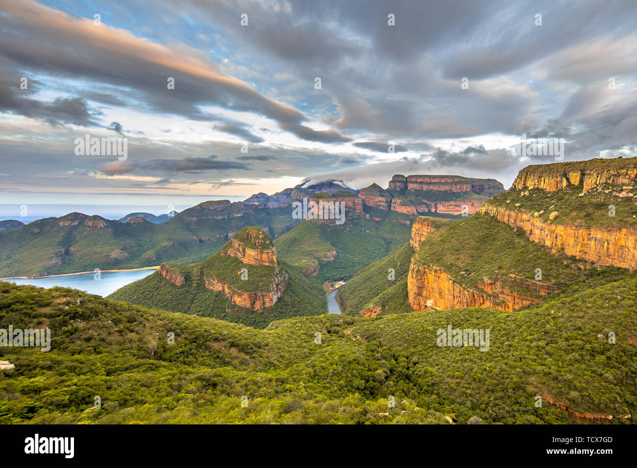 View over blyde river canyon and the three rondavels hi-res stock ...