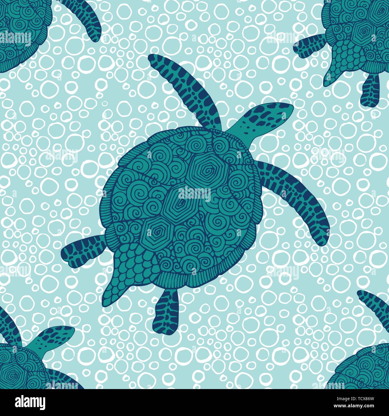 Seamless pattern with hand-drawn turtles. Animal background.All ...