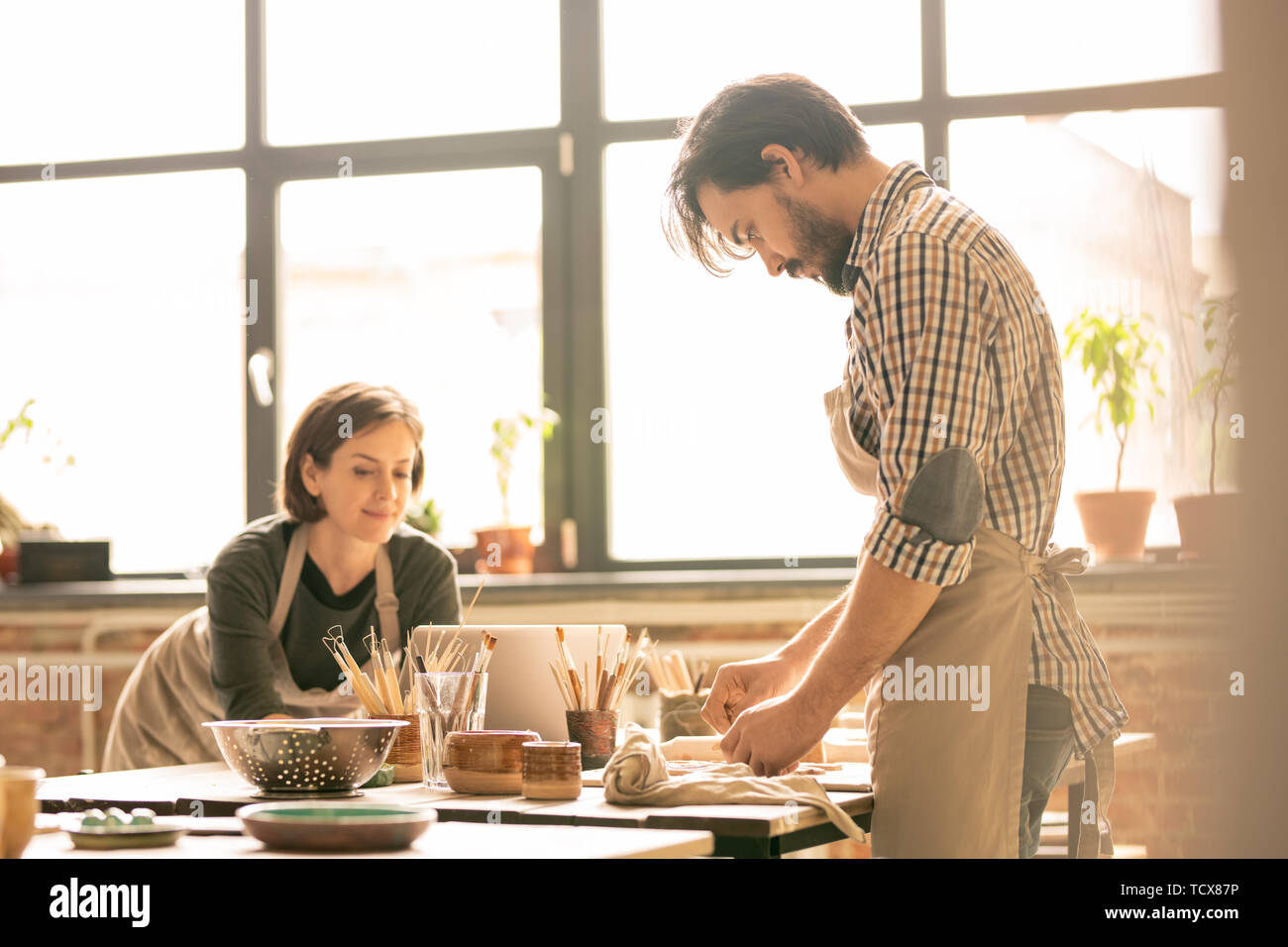 Working in studio of design Stock Photo - Alamy