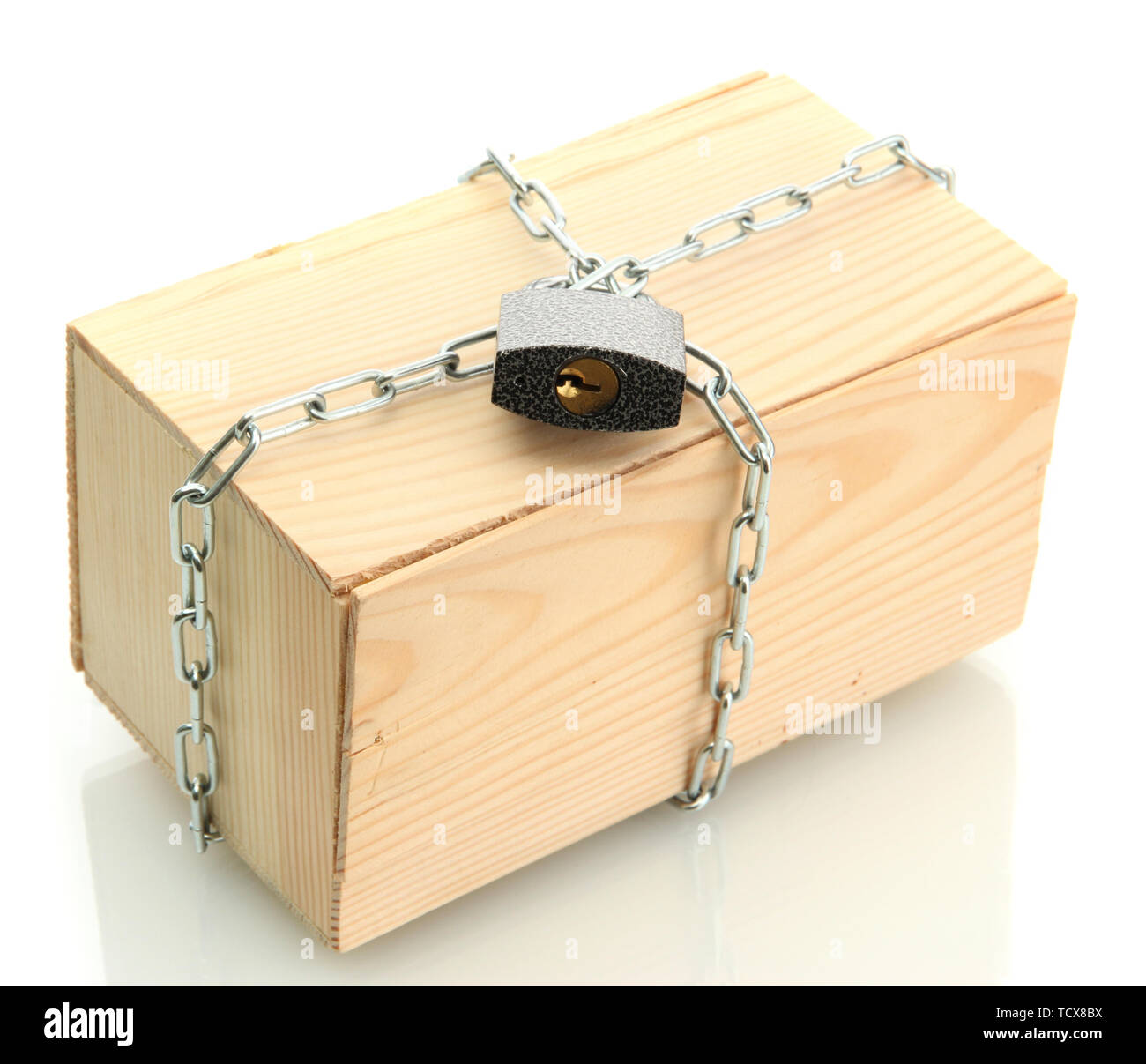 parcel with chain and padlock, isolated on white Stock Photo - Alamy