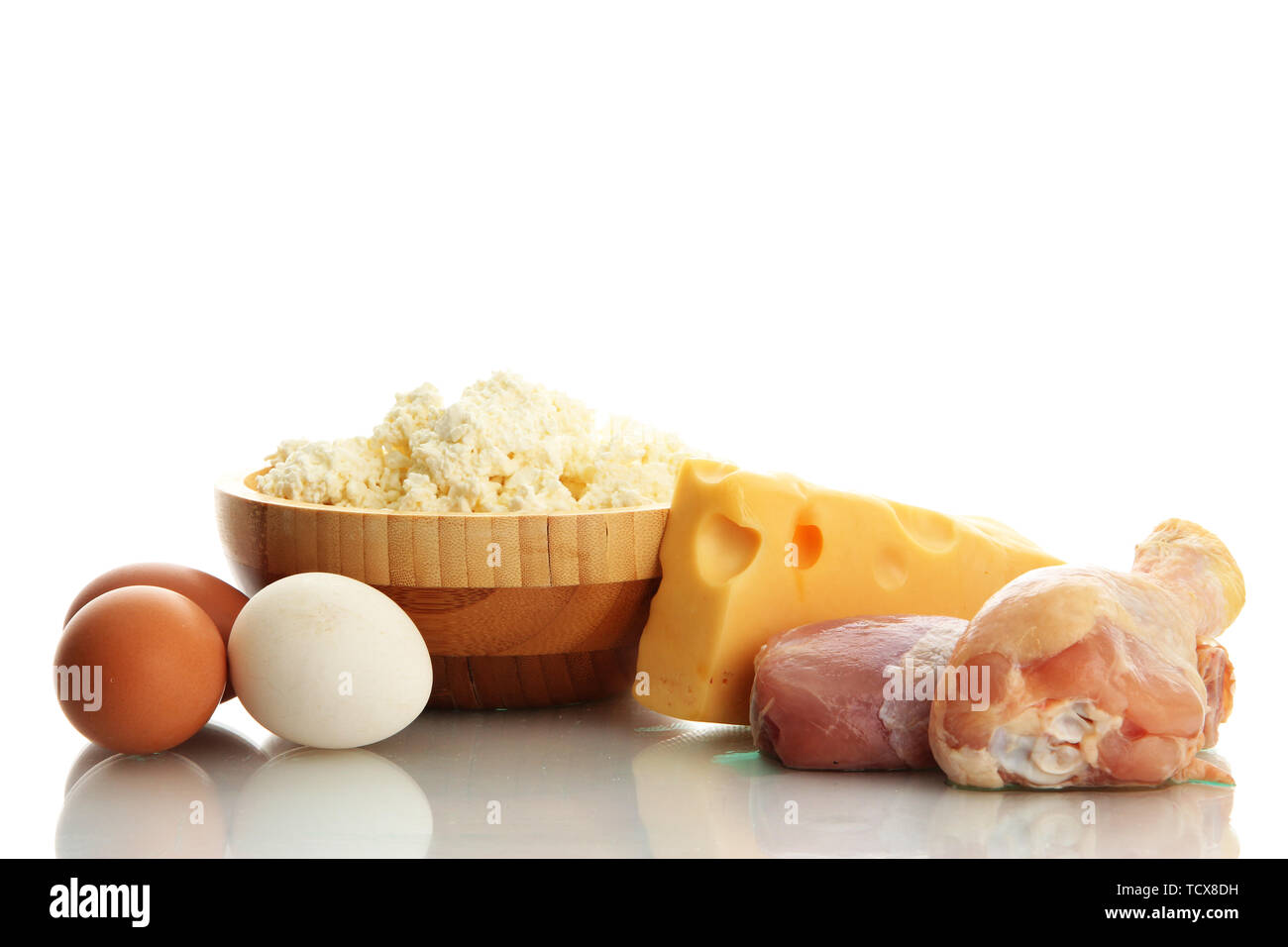 food with protein, isolated on white Stock Photo - Alamy