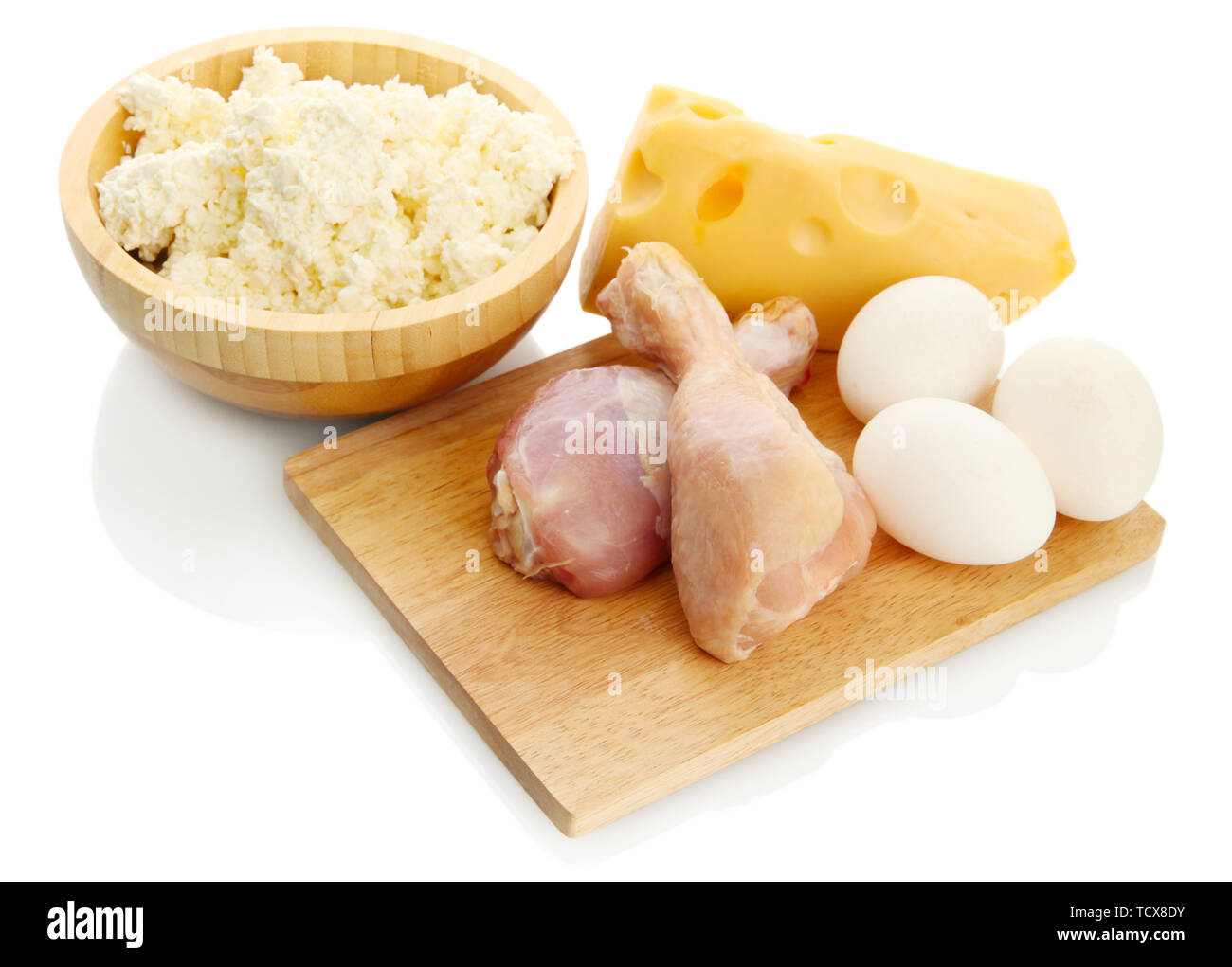 food with protein, isolated on white Stock Photo - Alamy