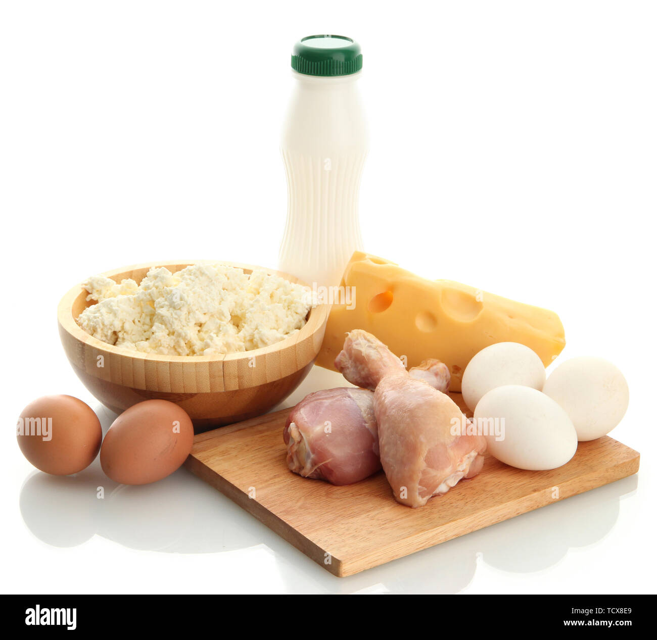 food with protein, isolated on white Stock Photo - Alamy