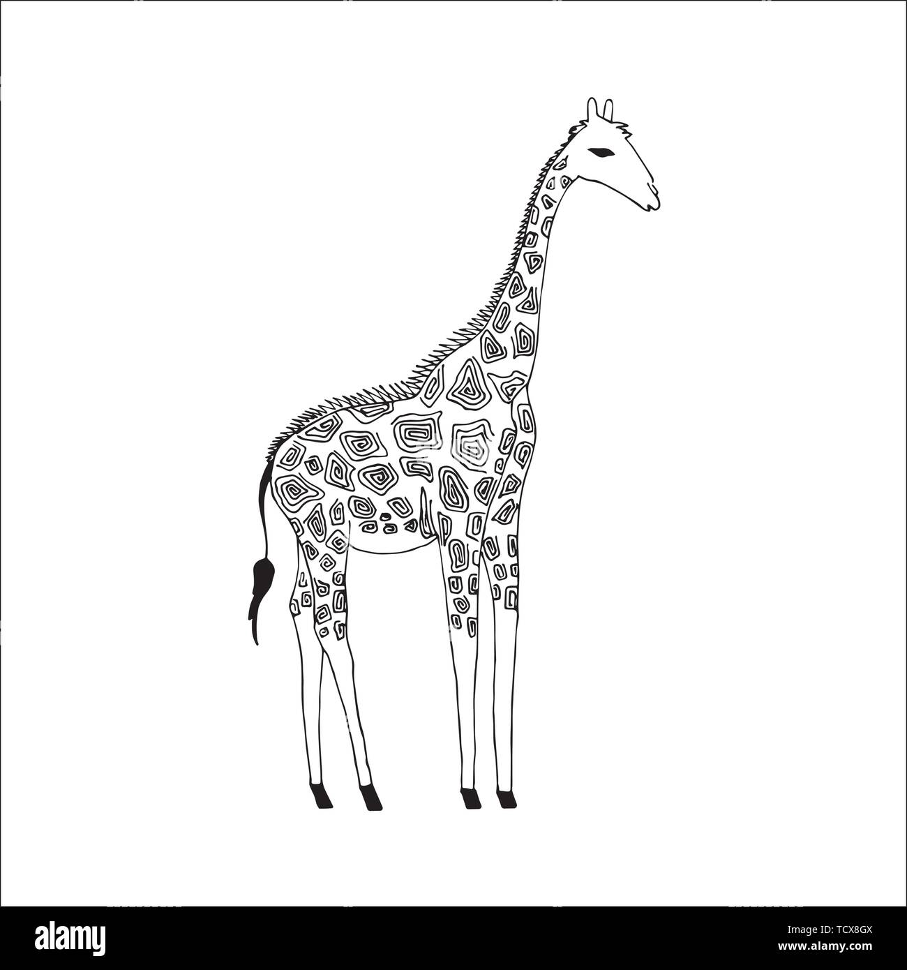 Hand drawn icon with textured giraffe vector illustration Stock Vector ...